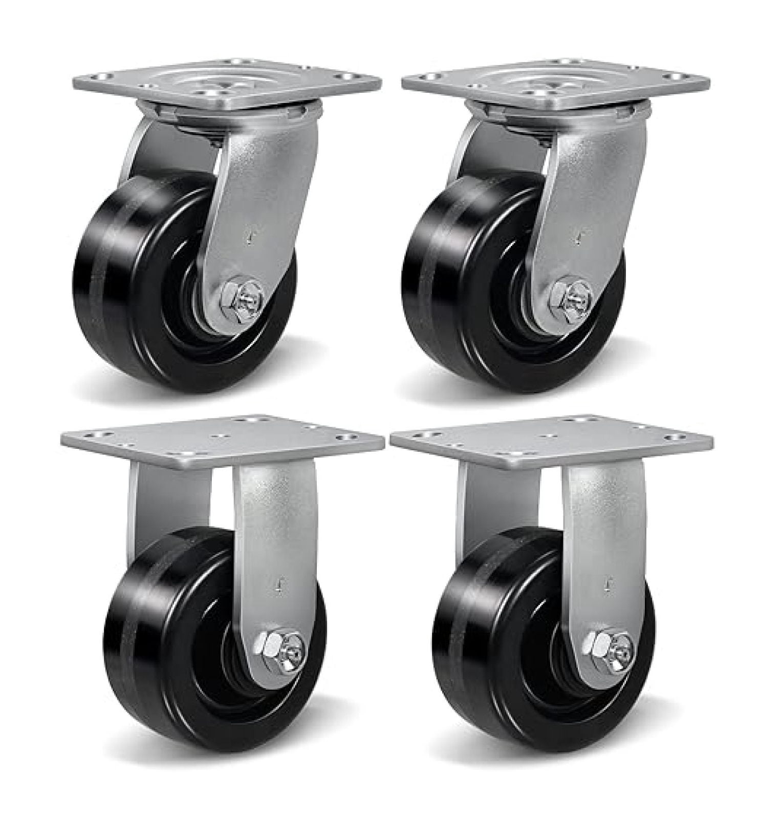 Caster Wheels 4" x 2" Heavy Duty Industrial Casters, 2 Rigid 2 Swivel ...