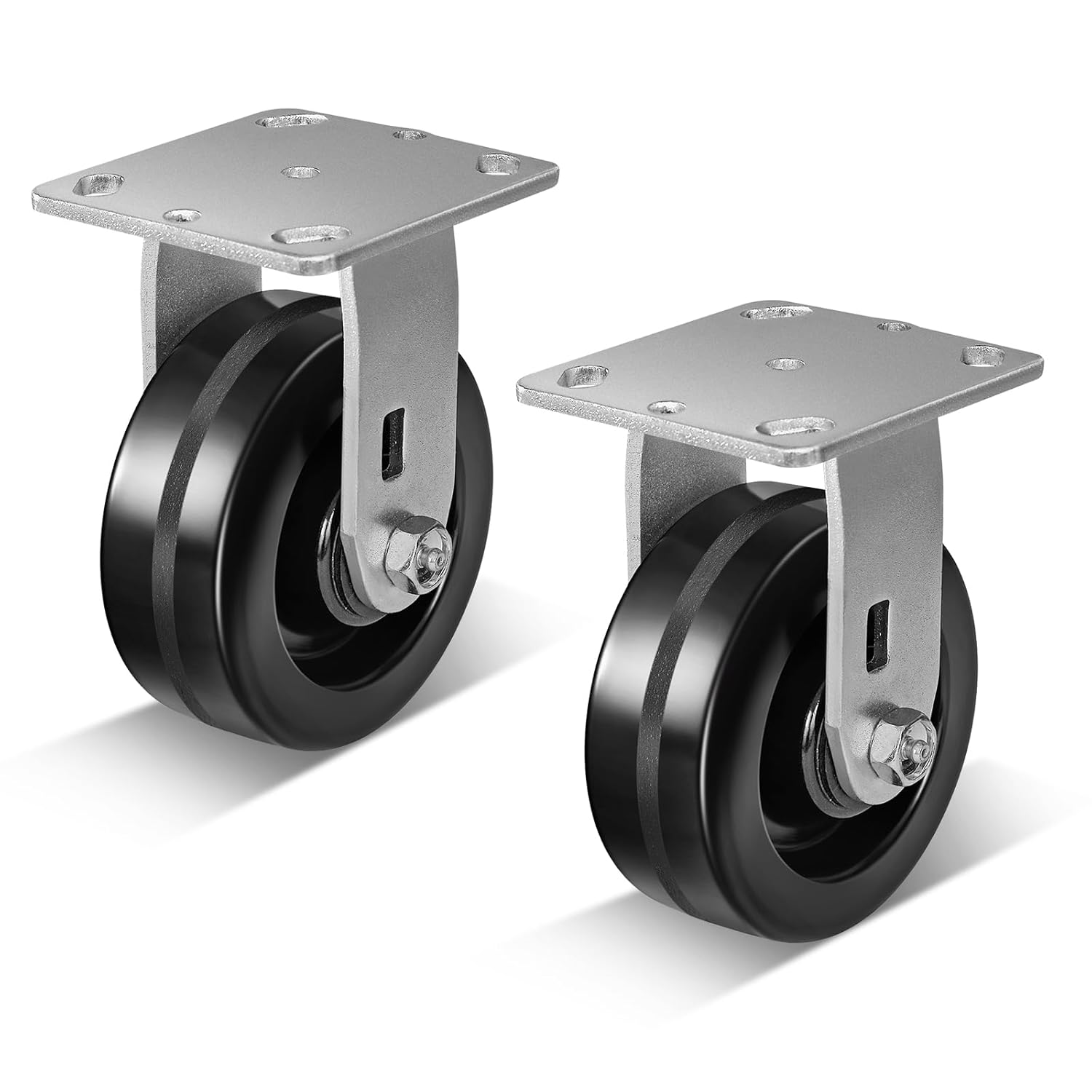 Caster Wheels 5" x 2" Heavy Duty Industrial Casters, 1 Rigid, Black Non ...