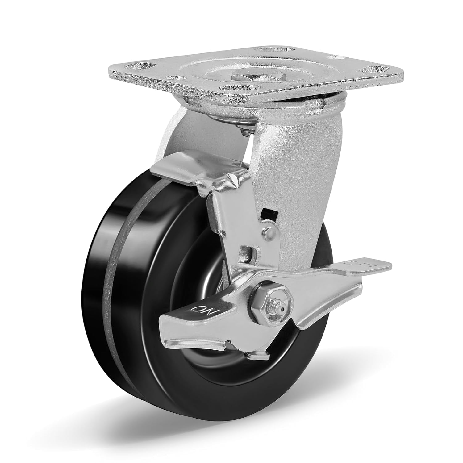 Caster Wheels 5" x 2" Heavy Duty Industrial Casters, 1 Swivel w/Top ...