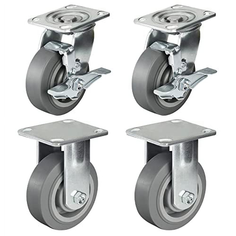 Caster Wheels, 6" Heavy Duty Industrial Casters Set of 4 with Load ...