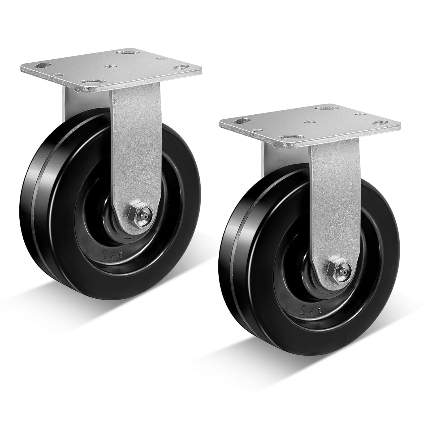 Caster Wheels 6" x 2" Heavy Duty Industrial Casters, 1 Rigid, Black Non ...