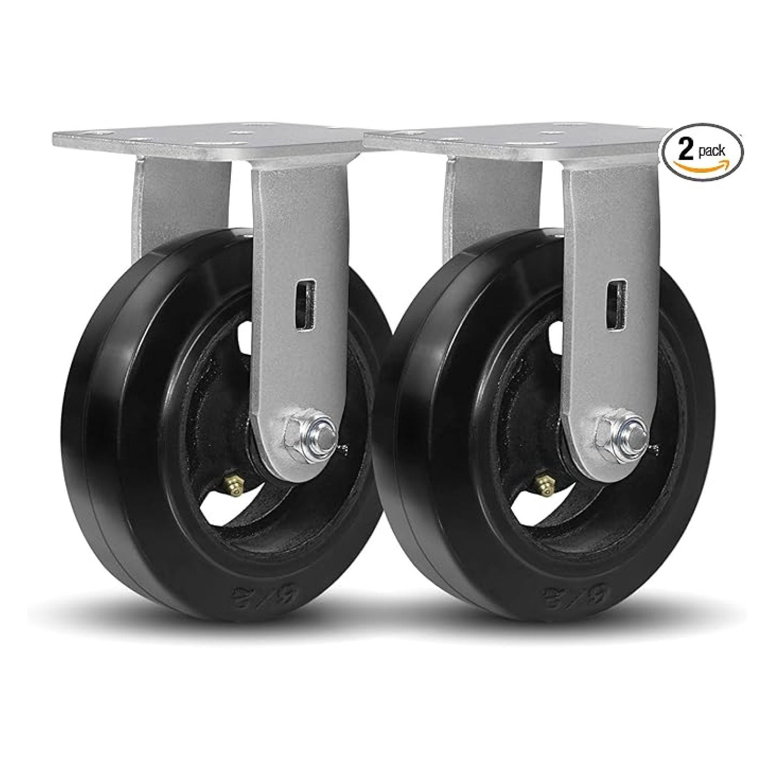 Caster Wheels 6" x 2" Heavy Duty Industrial Casters,Rubber on Cast Iron ...