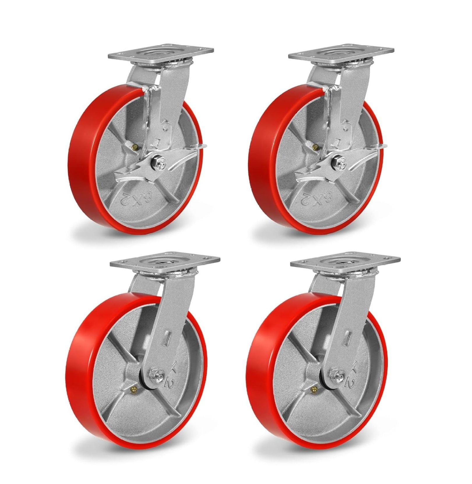 Caster Wheels, 8"X 2" Casters Set of 4 Heavy Duty with Polyurethane ...