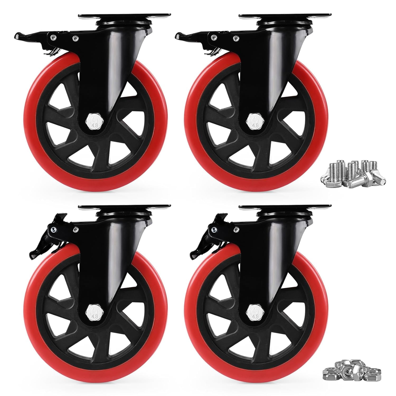Caster Wheels, Heavy Duty 6 Inch Casters Set of 4, Locking Swivel ...