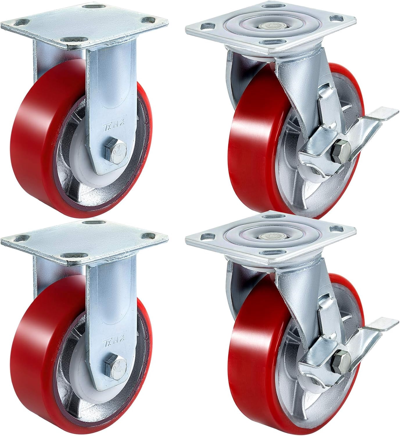 Caster Wheels Set of 4, 6" Heavy Duty Casters (2 Rigid and 2 Swivel ...