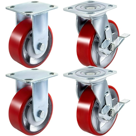 Caster Wheels Set of 4, 6" Heavy Duty Casters (2 Rigid and 2 Swivel ...