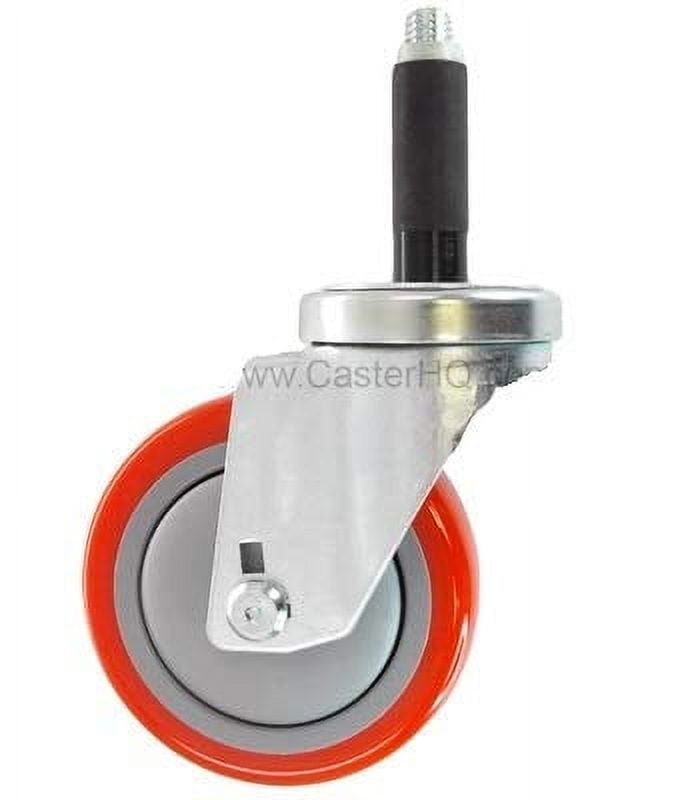 CasterHQ - 5" X 1-1/4" Swivel Caster | RED Polyurethane ON POLYOLEFIN ...