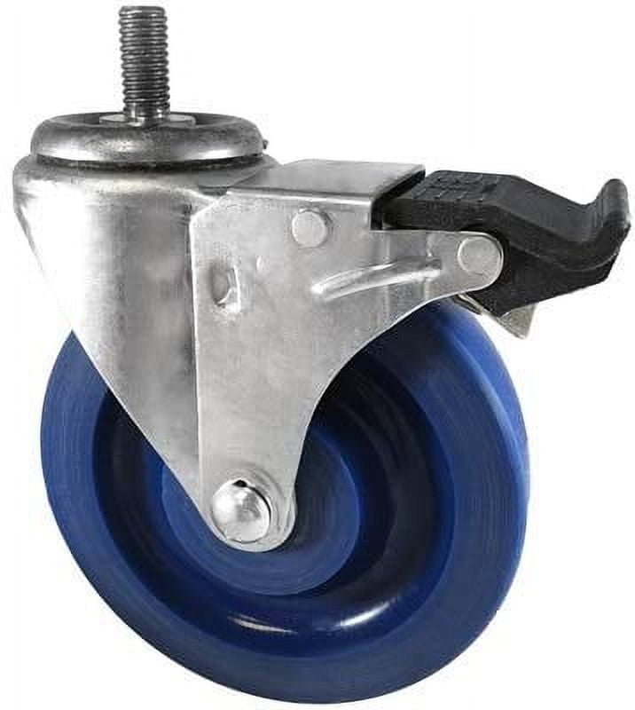 CasterHQ - 5" X 1.25" Blue Solid Polyurethane Wheel - 1/2"-13x1 ...