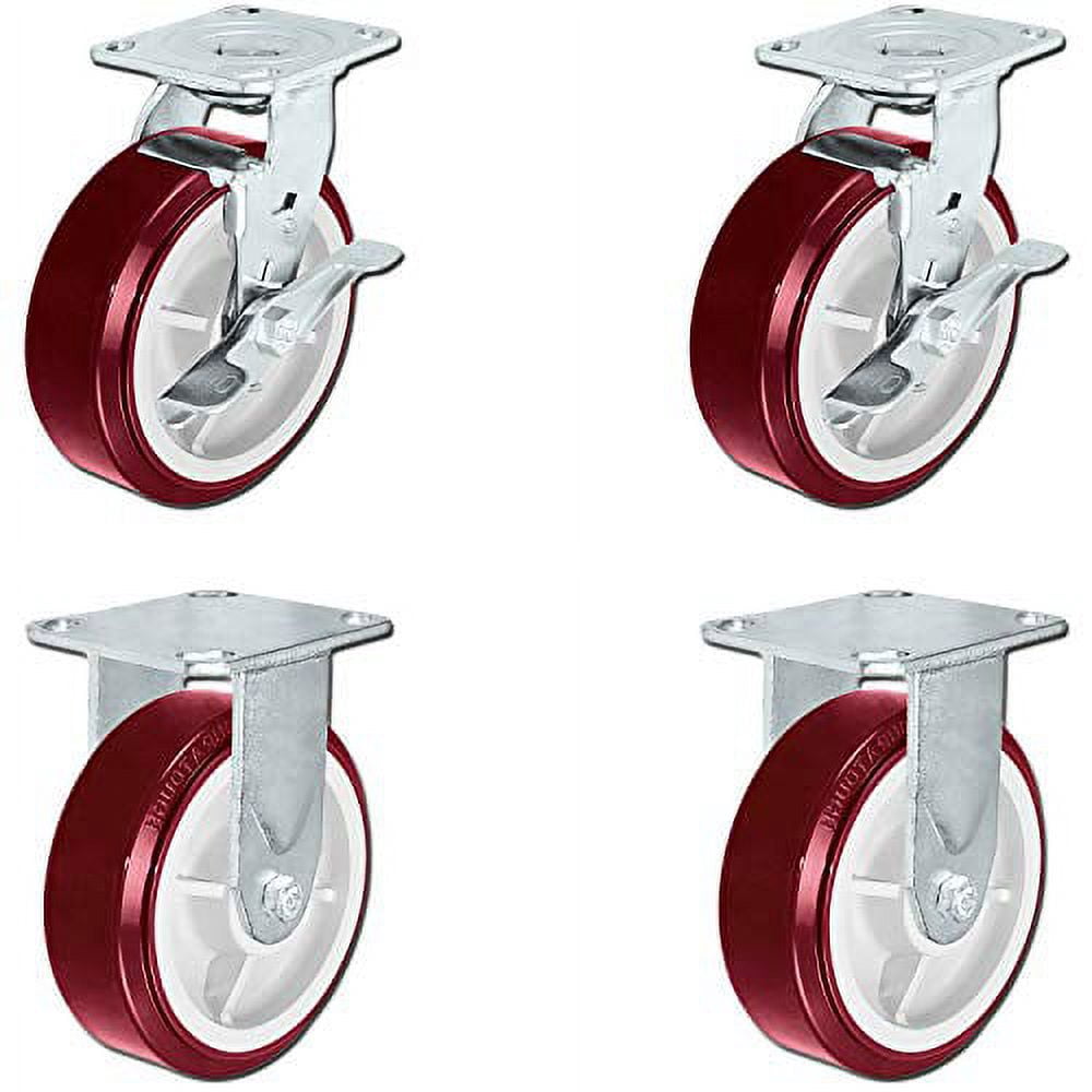 CasterHQ - 6" Heavy Duty Polyurethane Wheel | Includes 2 Swivel Casters ...