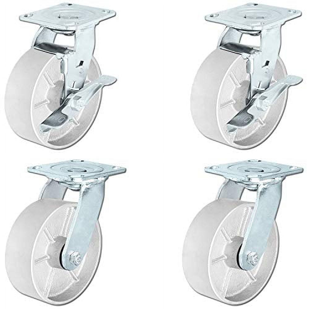 CasterHQ 6"x2" Steel Wheel Casters - Set of 4, 2 with Locking Brakes ...