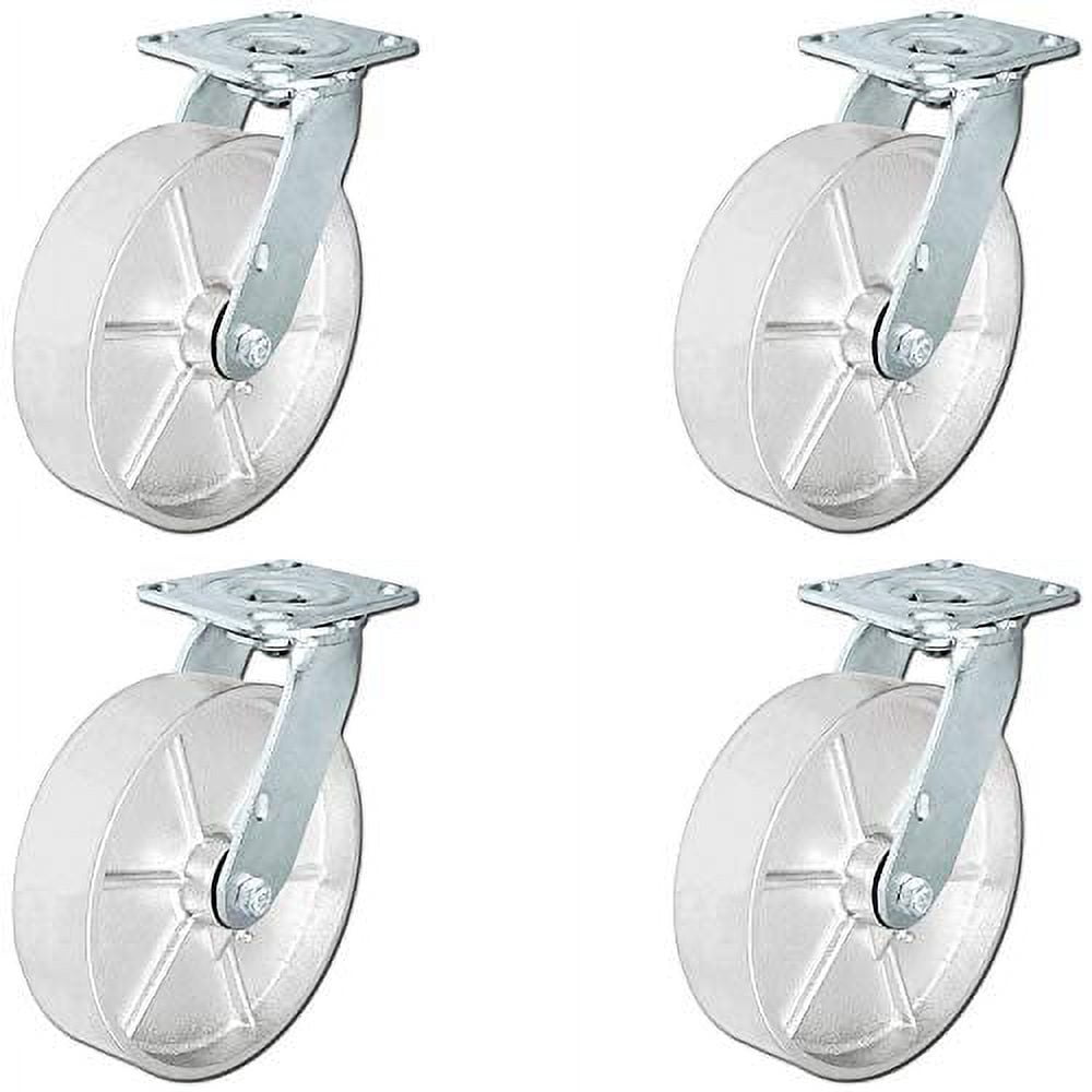CasterHQ - 8" x 2" Steel Wheel Casters | Set of 4 Casters Swivel ...