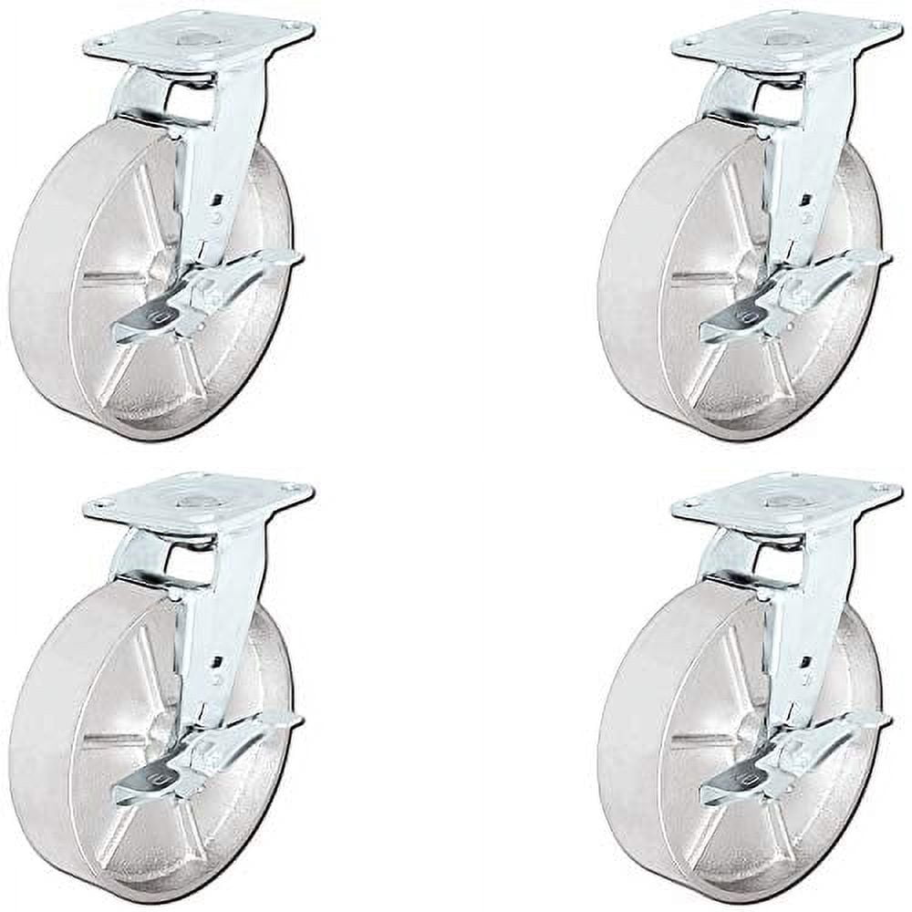 CasterHQ - 8" x 2" Steel Wheel Casters | Set of 4 Swivel Casters with ...