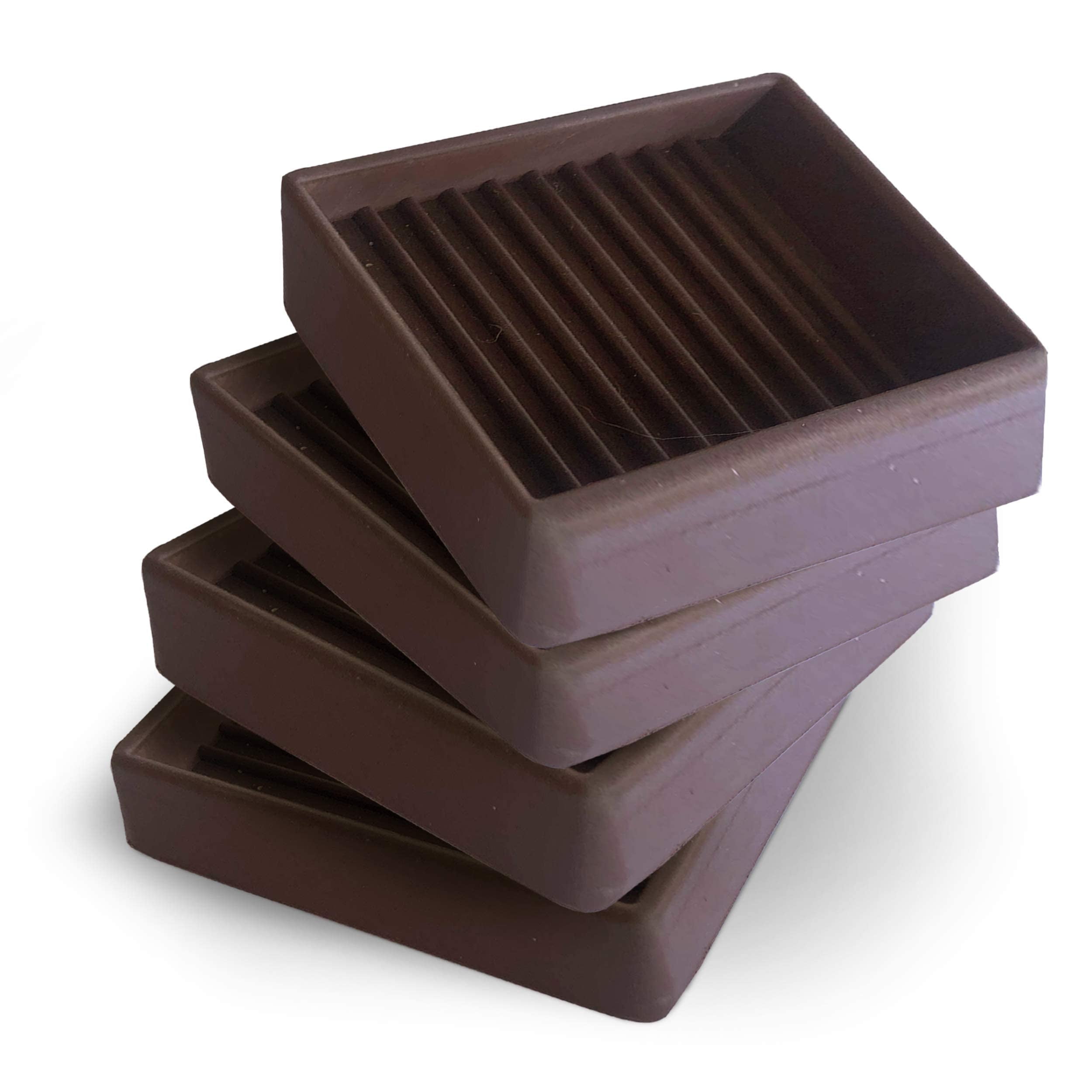 CasterMaster Non-Slip Caster Cups, 2 inch Brown Square Furniture ...