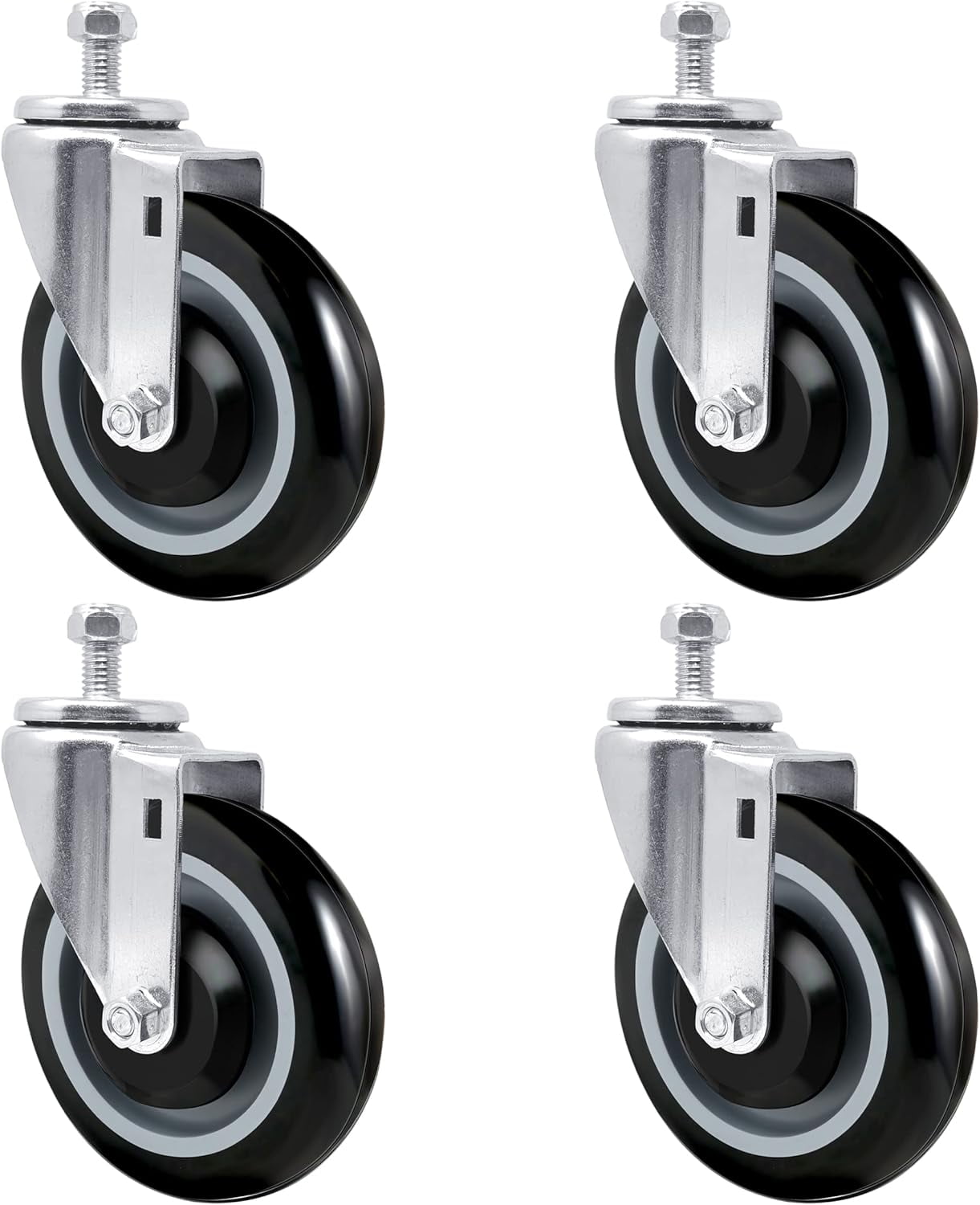 Casters Replacement Shopping Cart Wheels, Polyurethane Stem Casters Set ...