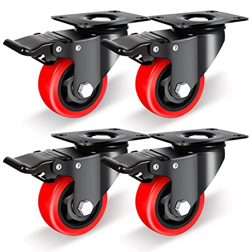 Casters Wheels Set of 4, 3 Inch Heavy Duty Caster with Brake 1200 Lbs ...