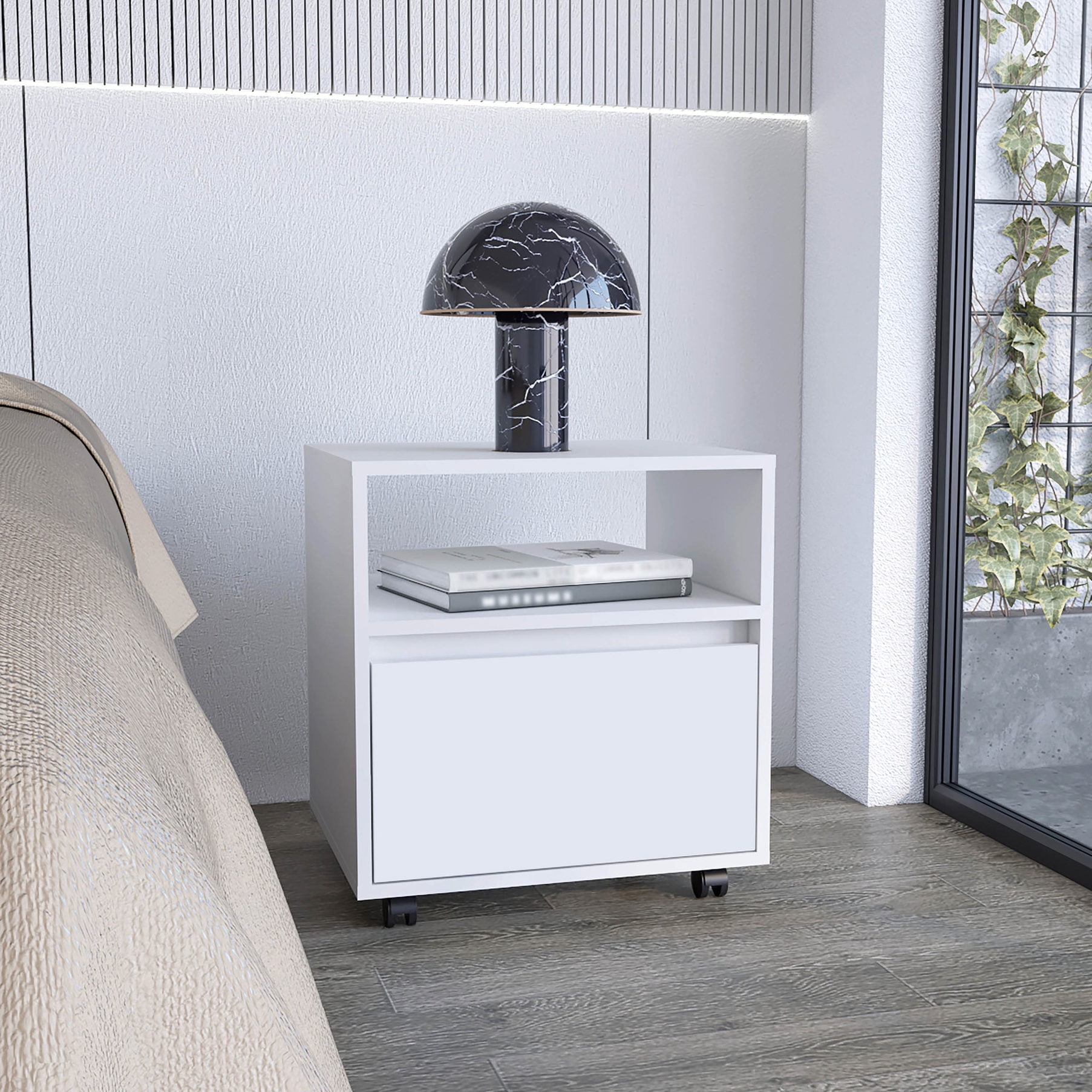 Casters for Flexibility - Nightstand Can Be Placed Wherever Needed ...