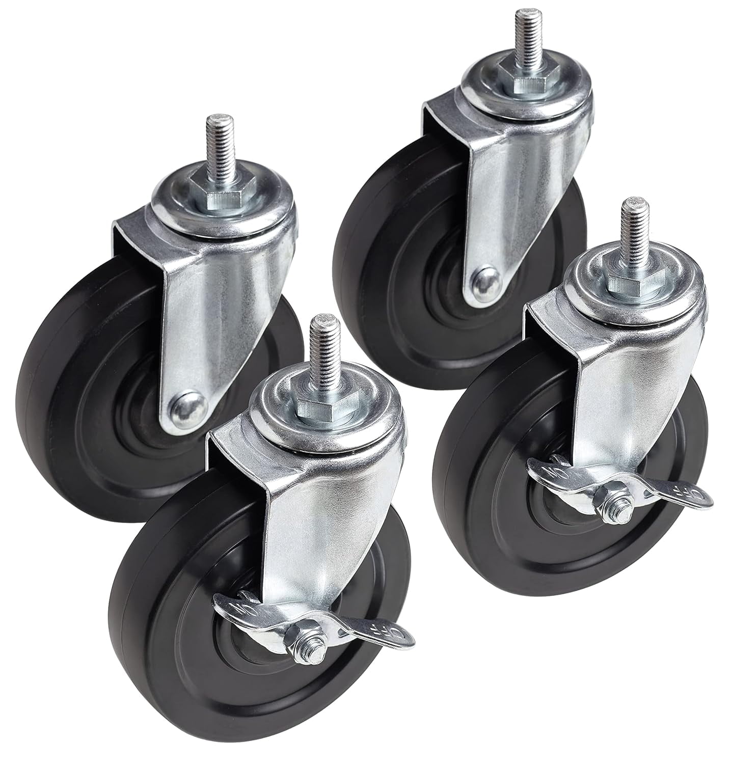 Casters with 2 Locking casters, 3/8" Bolt Size, 4-Pack - Walmart.com