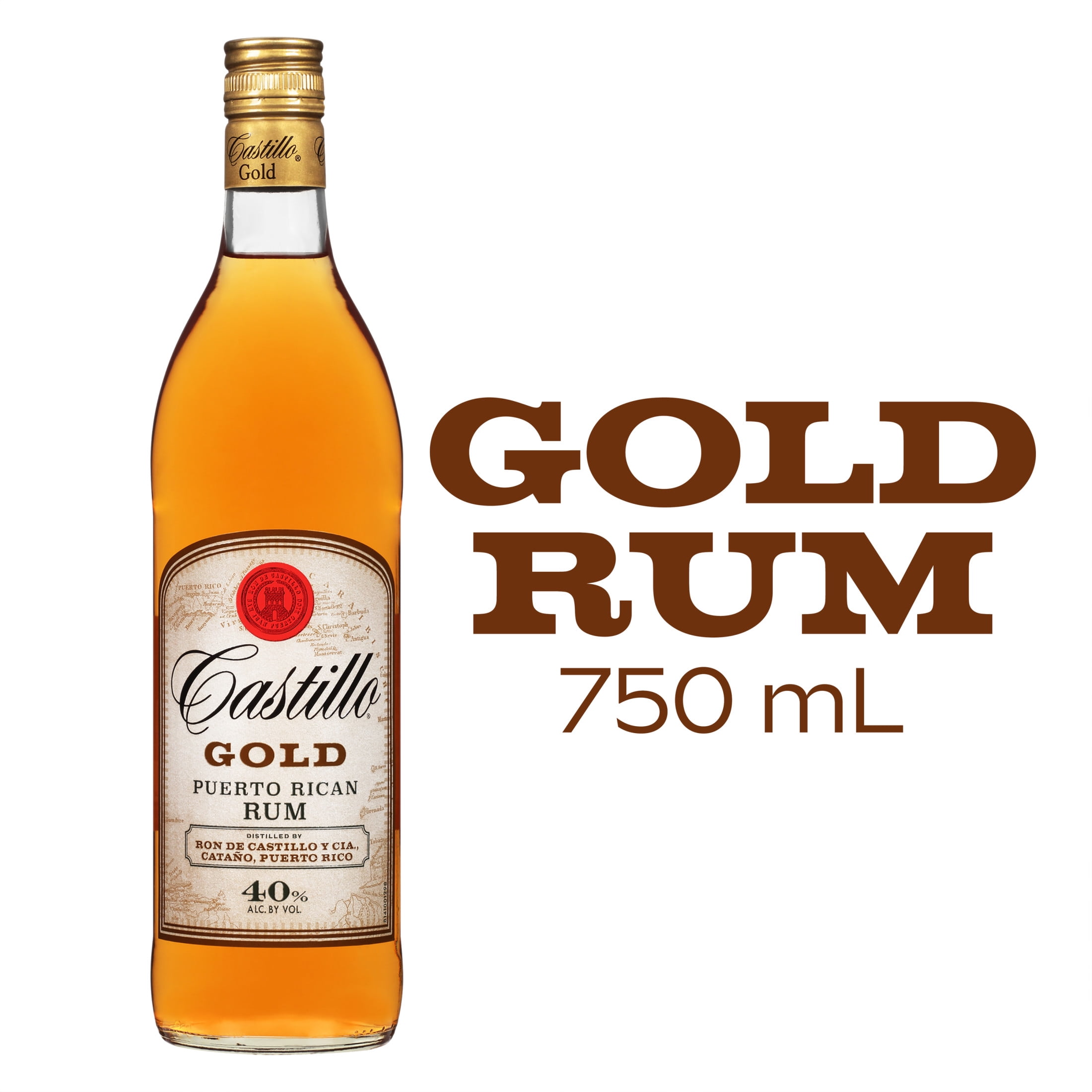 Castillo Gold Rum, 750 mL Bottle, ABV 40% - Walmart.com
