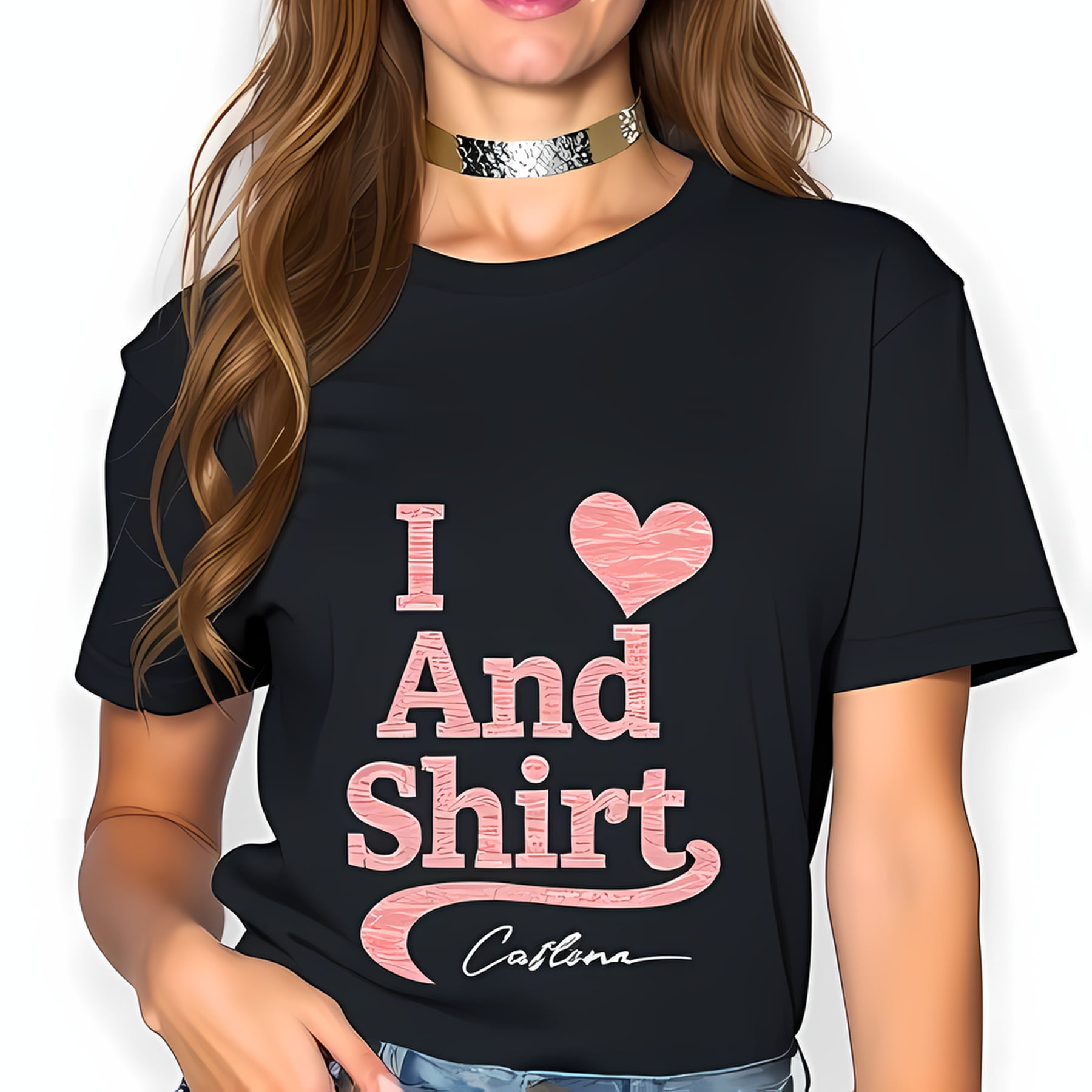 Castina Women's Vintage Navy Blue T-Shirt with Playful 'I Love' Graphic ...