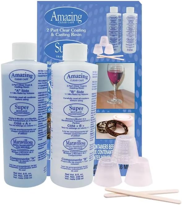 Casting Resin Dry Clear - Includes Parts A & B; 8 Fl Oz/Total 16 Fl Oz ...
