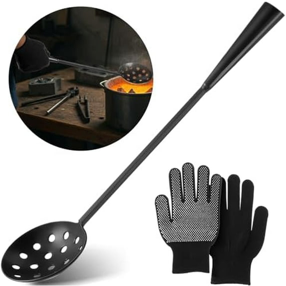 Casting Skimmer with Anti-slip Gloves 3" Diameter Steel Skimmer Ladle ...