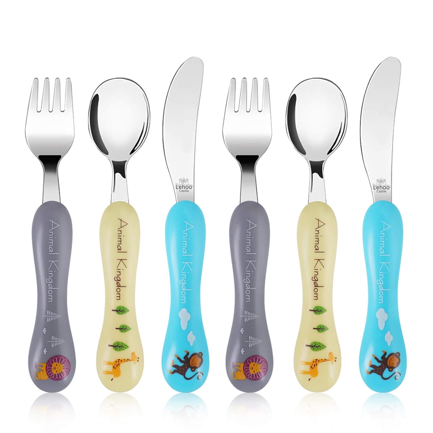 Castle 6-piece set of toddler cutlery, 2, 3, 4-year-old children's ...