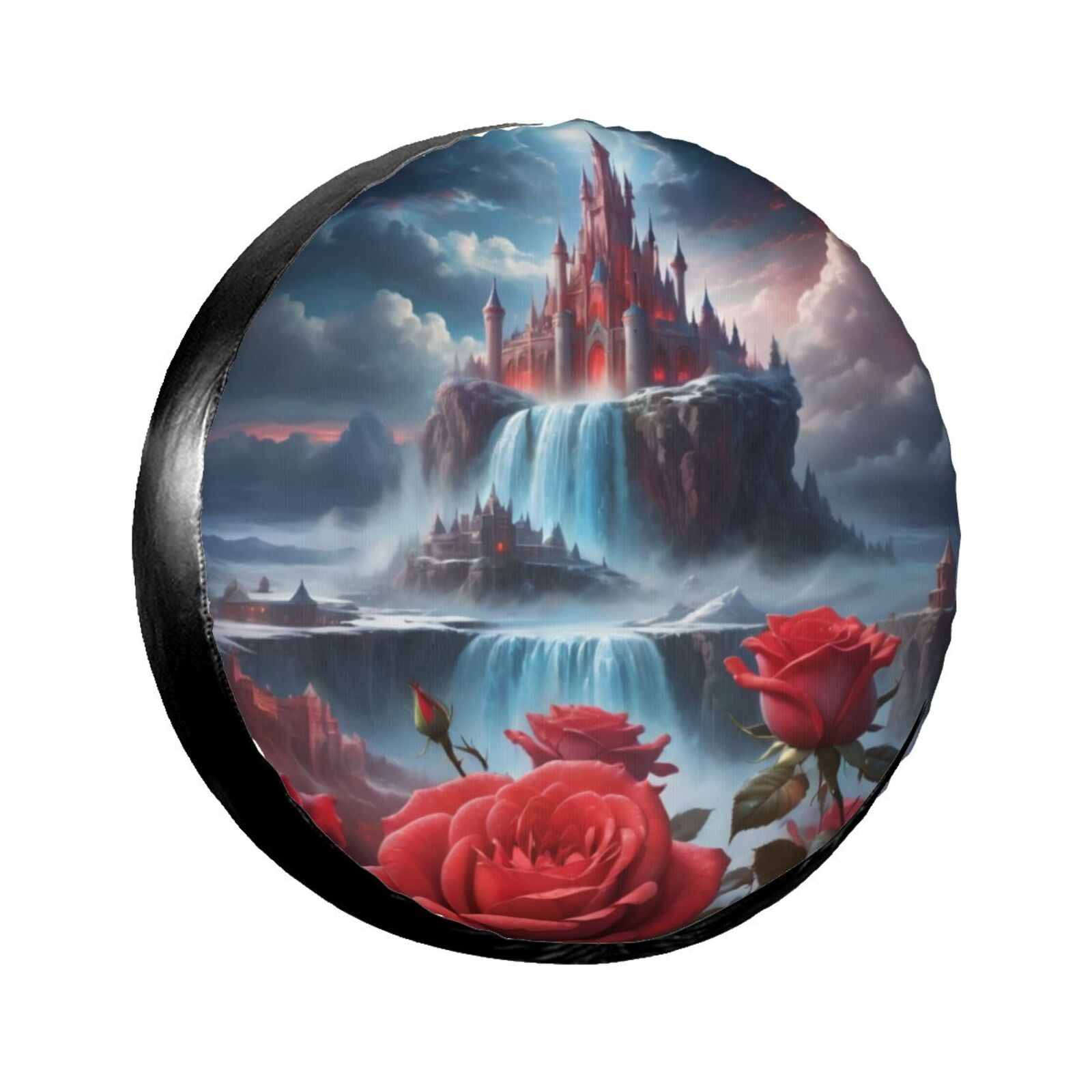 Castle A Surreal Rose Spare Tire Cover Weather Proof Wheel Protector