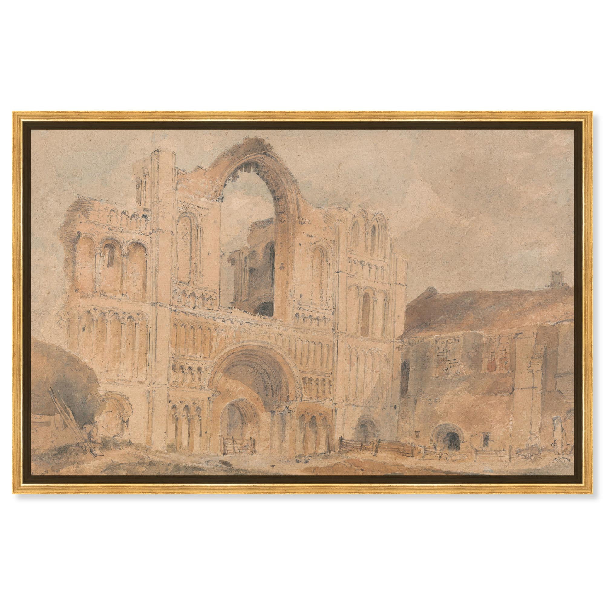 Castle Acre Priory Canvas Vintage Illustrations by Art Remedy, Gold ...