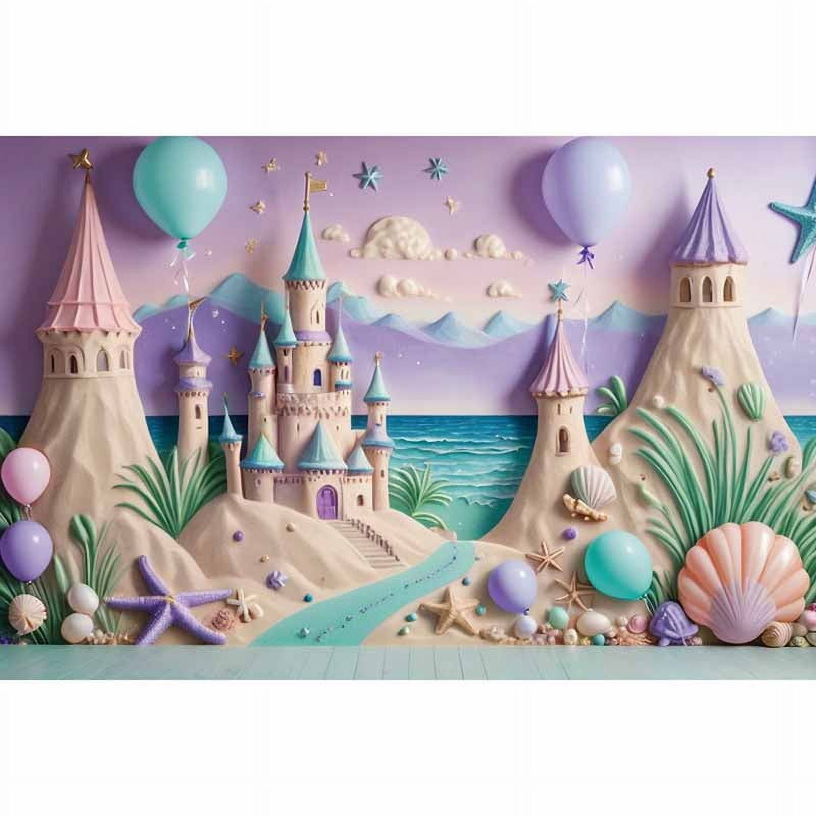 Castle Balloons Home rations Backdrop Purple Birthday Photo Background ...