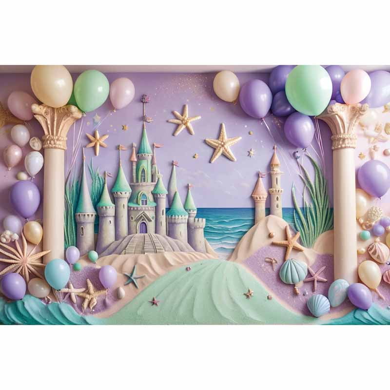 Castle Balloons Home rations Backdrop Purple Birthday Photo Background ...