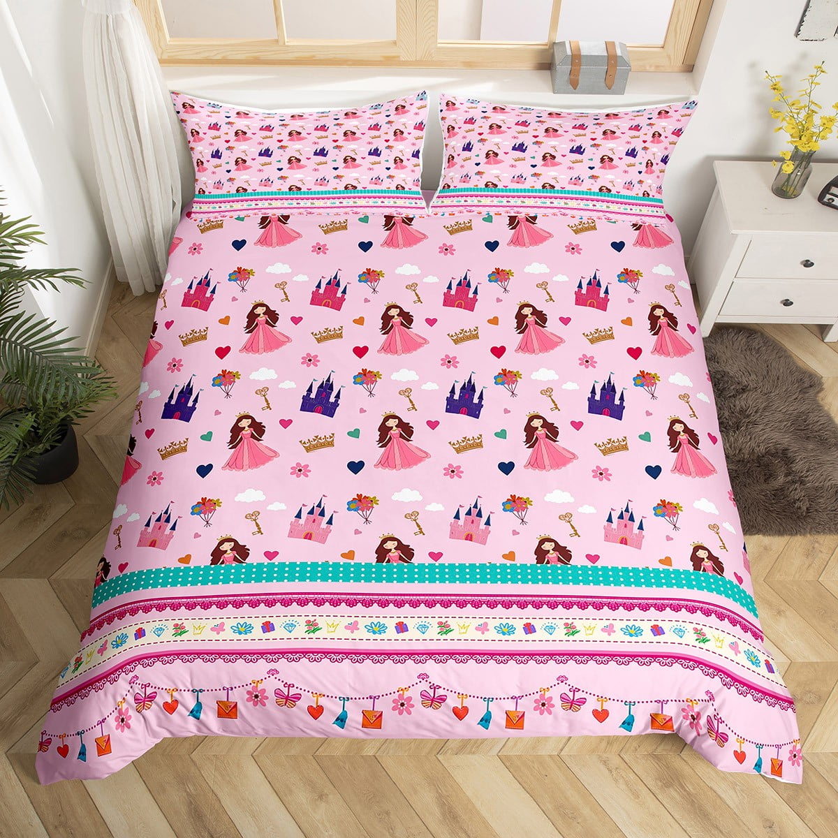 Castle Bedding Sets Full Size Princess Room Decor Duvet Cover,Cute ...