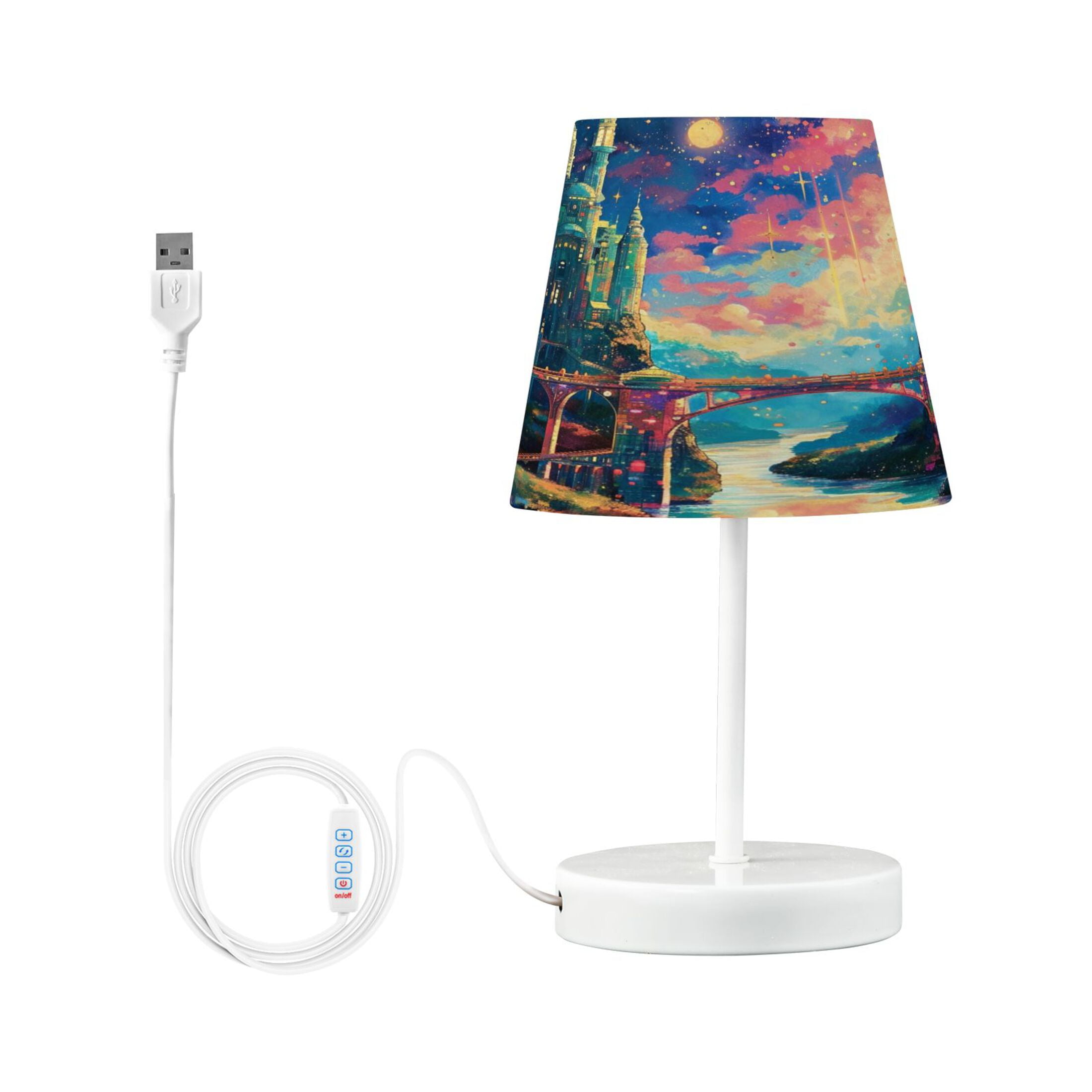 Castle Bridge Starry Sky Desk Lamp LED Table Nightstand Lamps with 3 ...