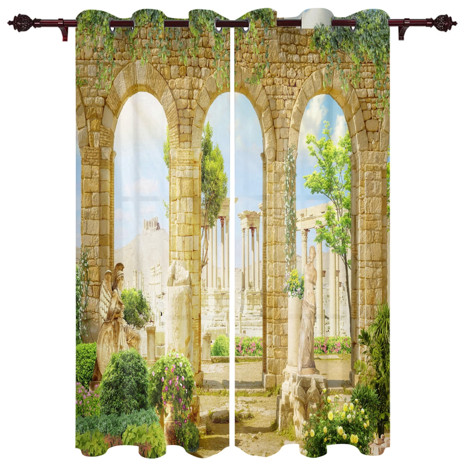 Castle Building Garden Valance Window Curtains for Living Room Bedroom ...