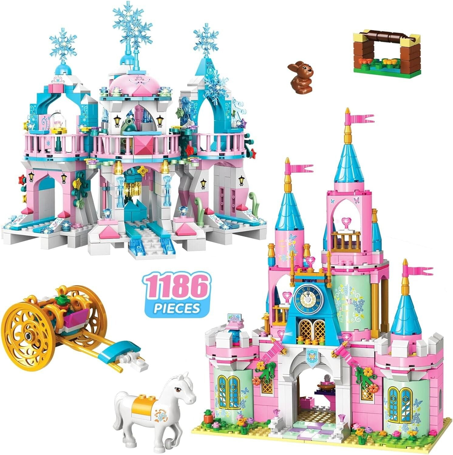 Castle Building Kit, Girls Princess Castle Magical Ice Palace Toy ...