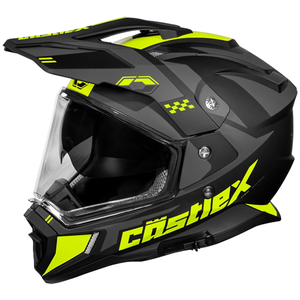 Castle CX200 Wrath D/S Dual Sport Motorcycle Helmet Matte Hi-Vis XXL ...