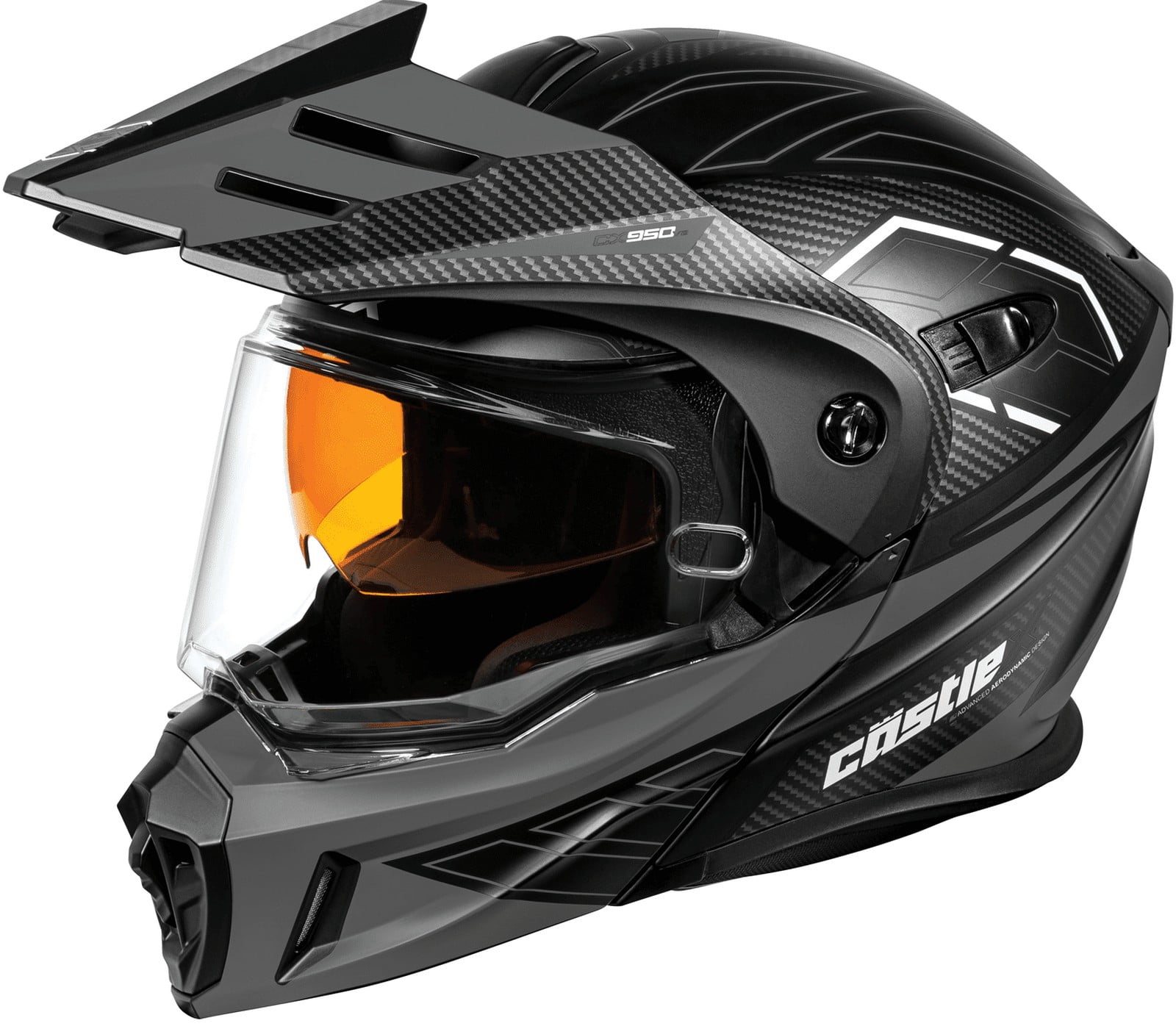 Castle CX950 V2 Fierce Modular Motorcycle Helmet Black/Charcoal 3XL ...