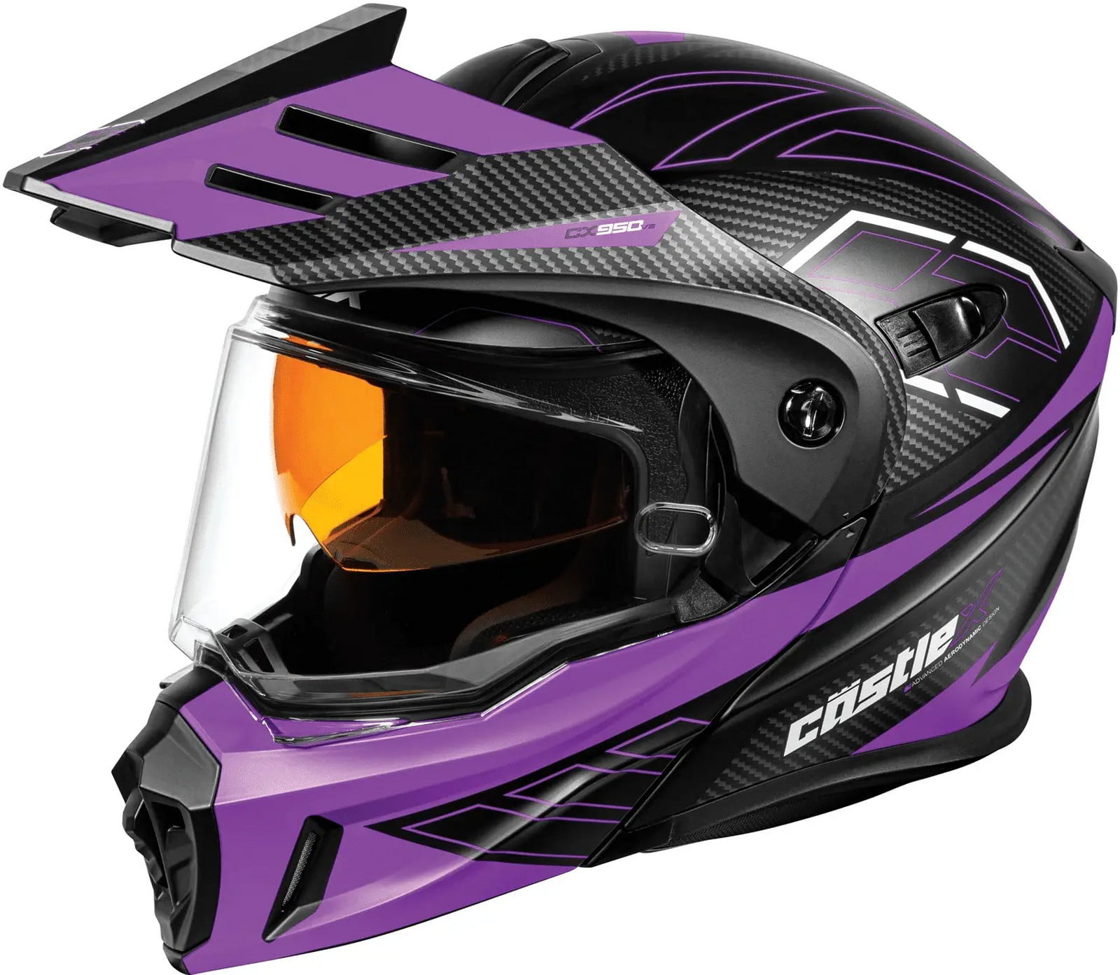 Castle CX950 V2 Fierce Modular Motorcycle Helmet Matte Black/Grape LG ...