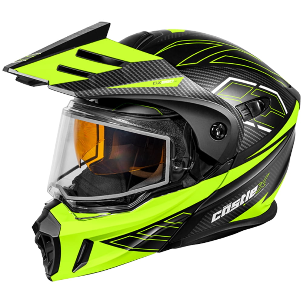 Castle CX950 V2 Fierce Modular Snow Helmet w/Dual Pane Shield Hi-Vis ...