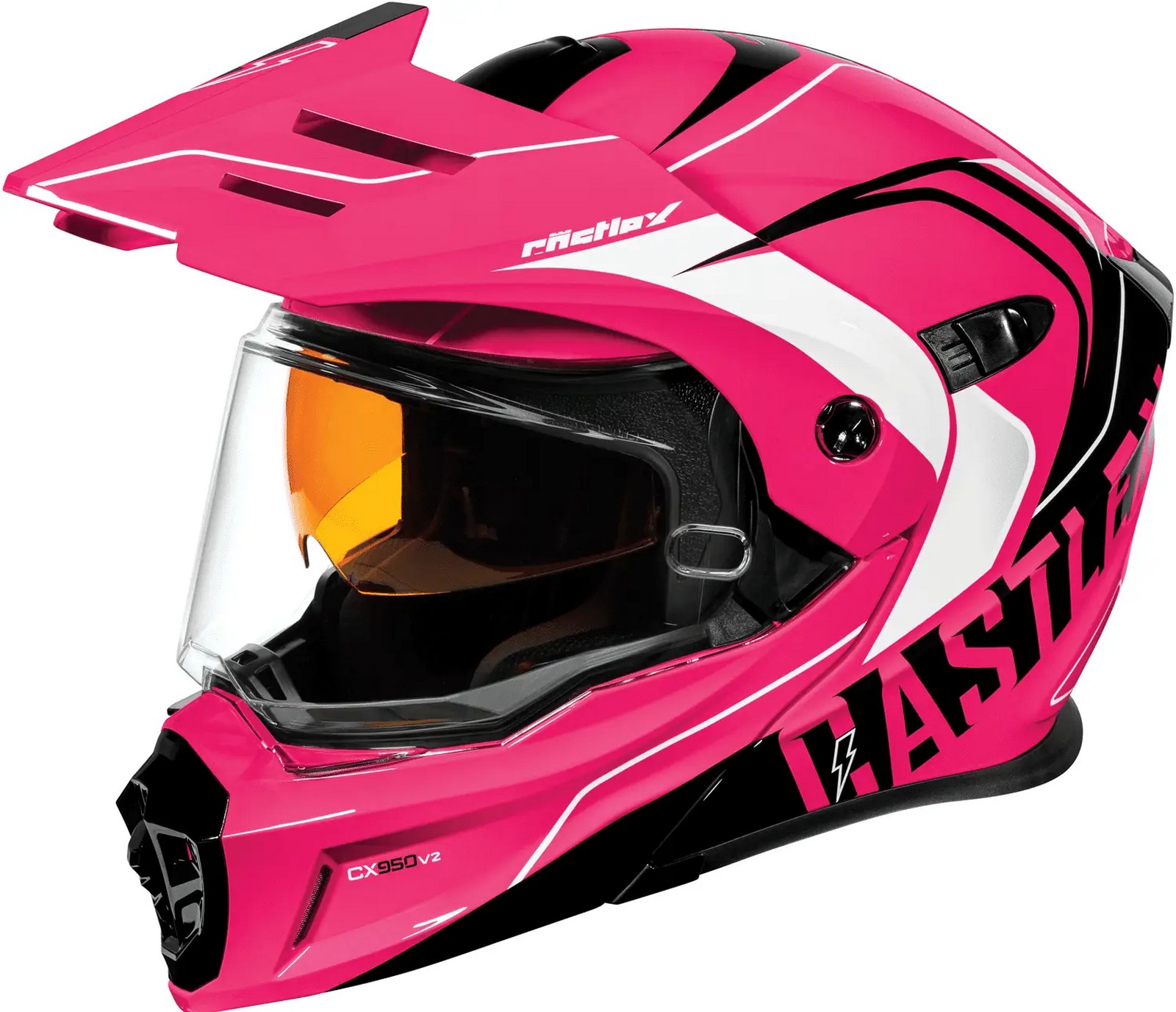 Castle CX950 V2 Wake Modular Motorcycle Helmet Pink Glo/Black SM ...