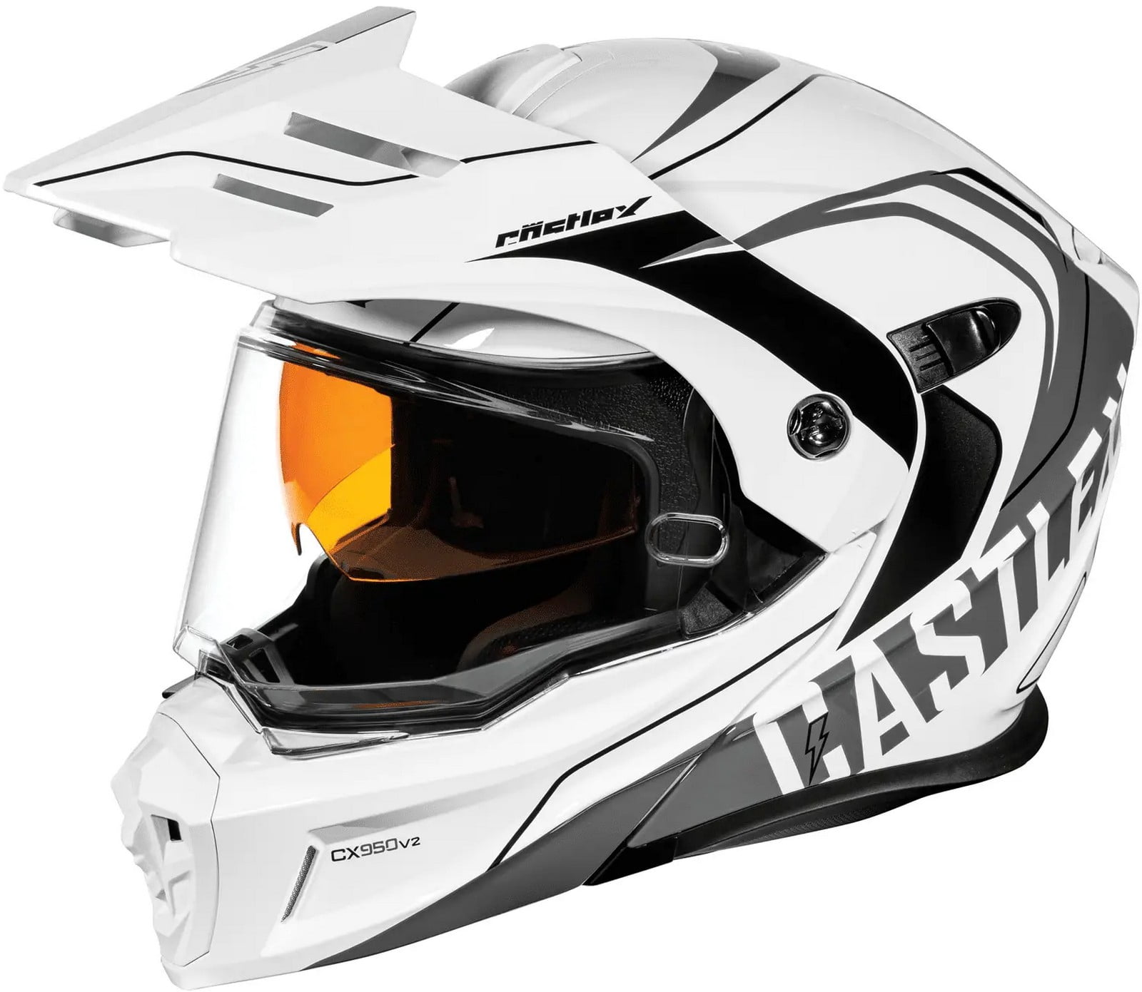 Castle CX950 V2 Wake Modular Motorcycle Helmet White/Charcoal LG ...