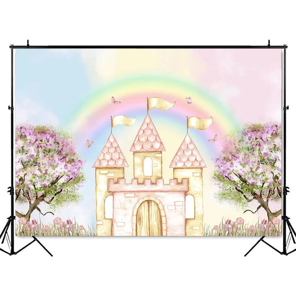 Castle Cartoon Photography Background Newborn Kids Birthday Baby Shower ...