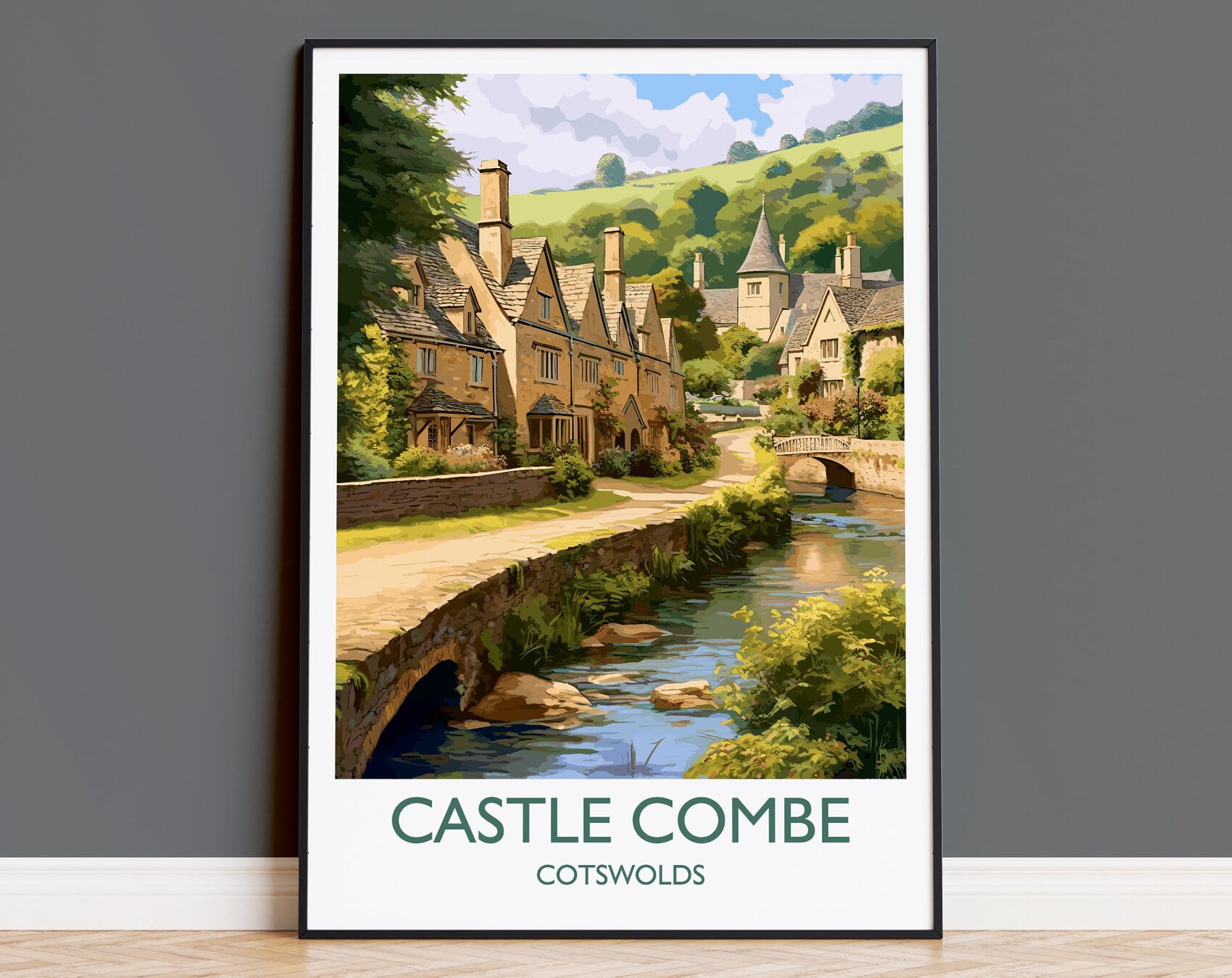 Castle Combe Travel Poster, Travel Print of Castle Combe, England ...