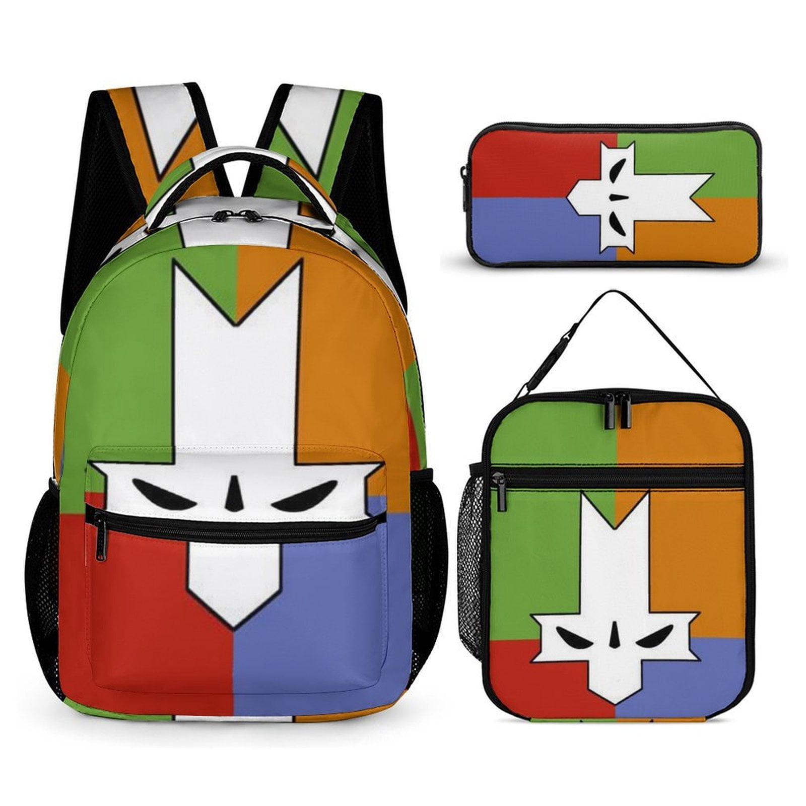 Castle Crashers Backpack 3 Piece Set Large Capacity Schoolbag & Lunch ...