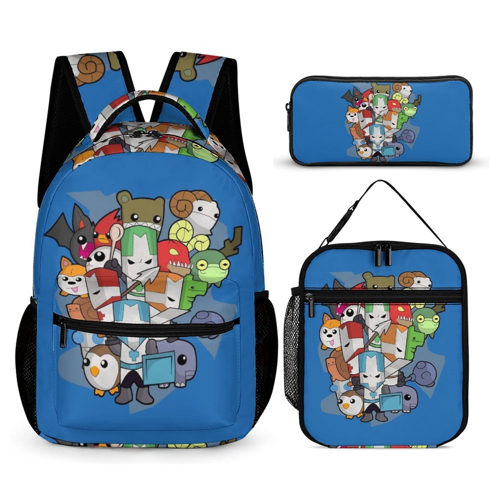 Castle Crashers Backpack 3 Piece Set Large Capacity Schoolbag & Lunch ...