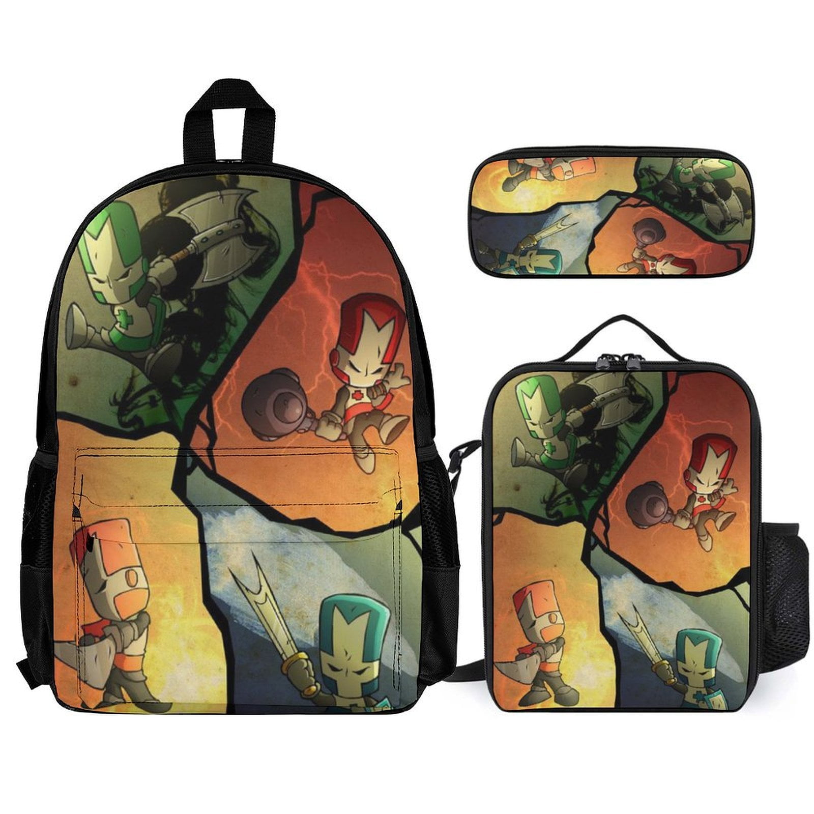 Castle Crashers Backpack 3Pcs Set Lunch Box Stationery Case Bookbag ...