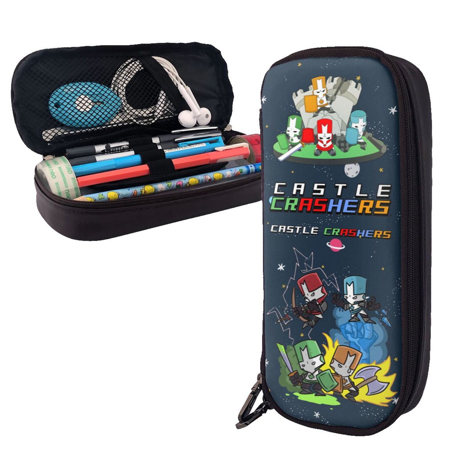 Castle Crashers Game Pencil Case Brown Leather Pen Bag Stationery Pouch ...