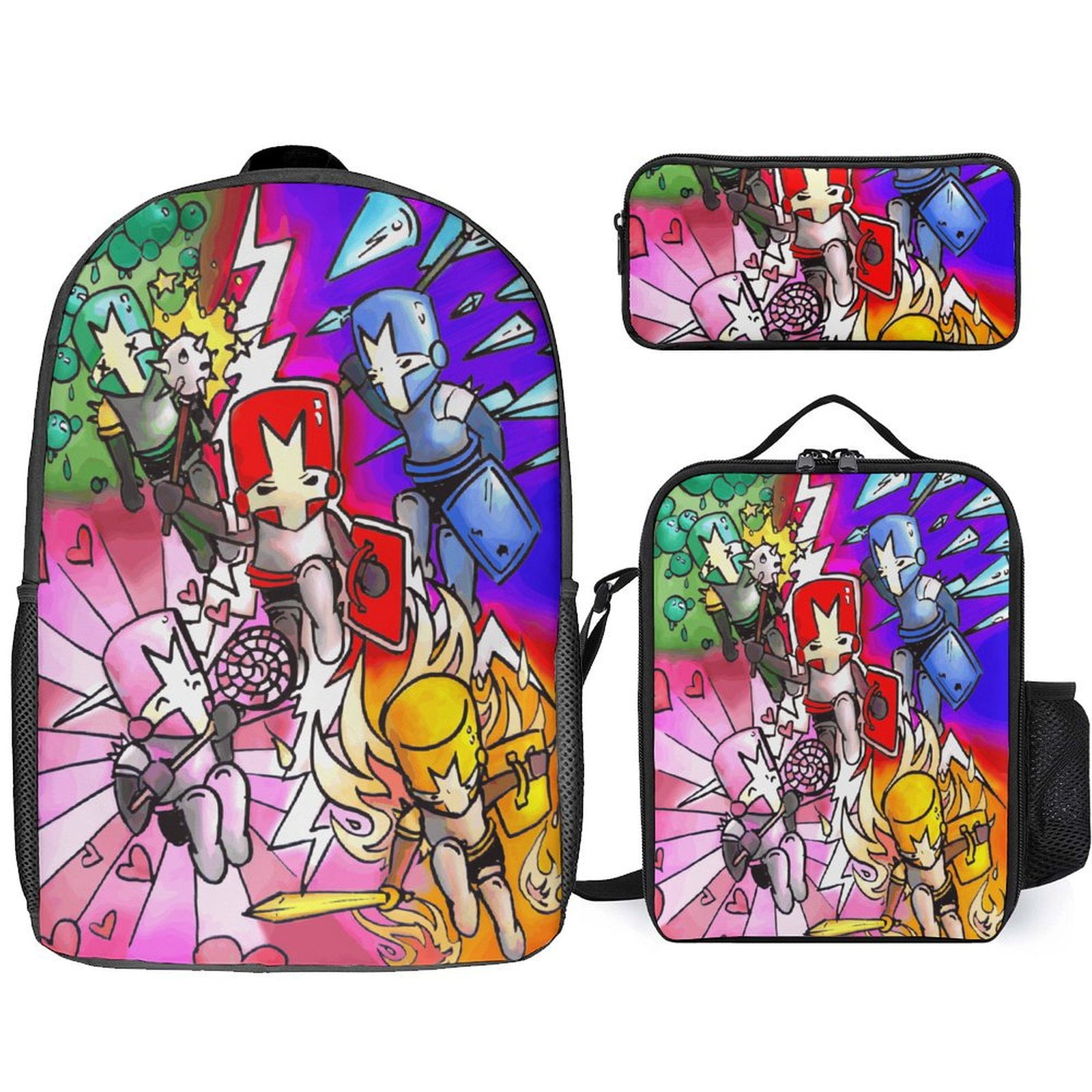 Castle Crashers Laptop Backpack With Pencil Case Lunch Bag 3 Pieces Set ...