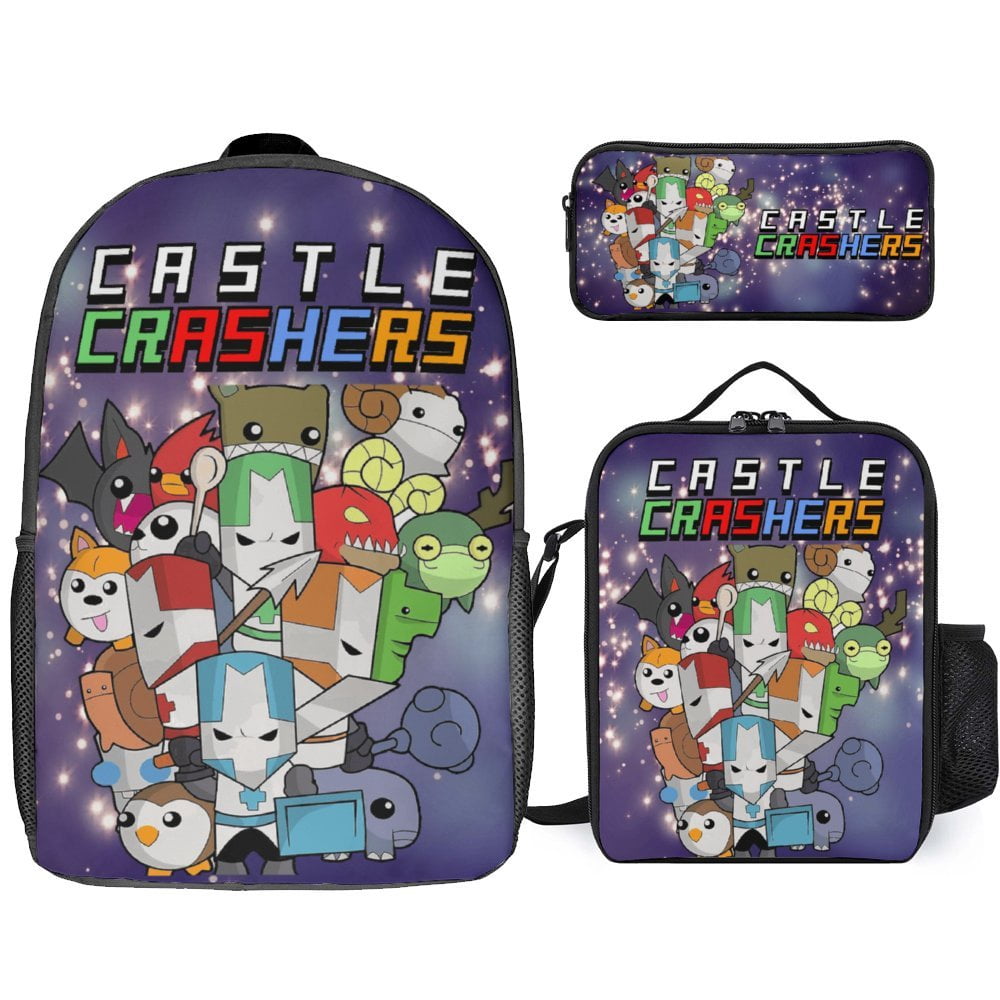 Castle Crashers Logo Laptop Backpack With Pencil Case Lunch Bag 3 ...