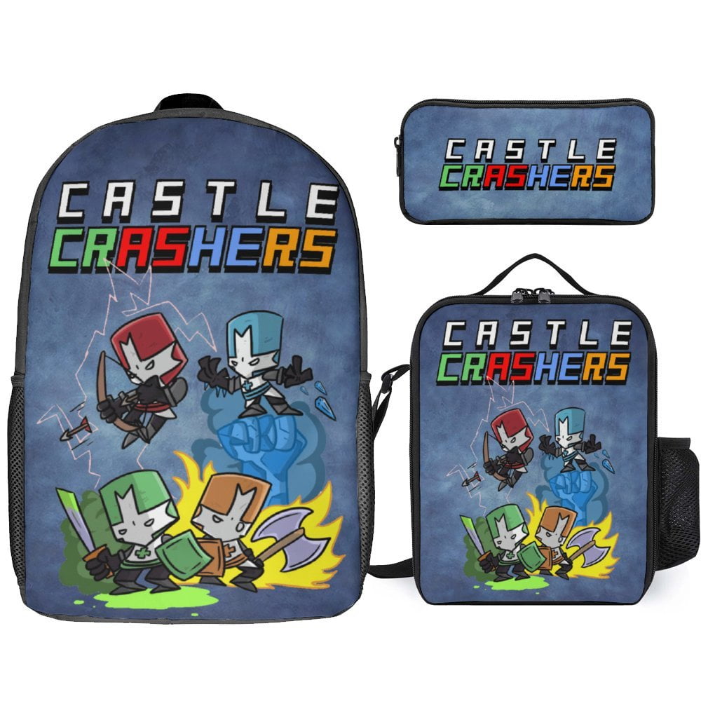 Castle Crashers Logo Laptop Backpack With Pencil Case Lunch Bag 3 ...