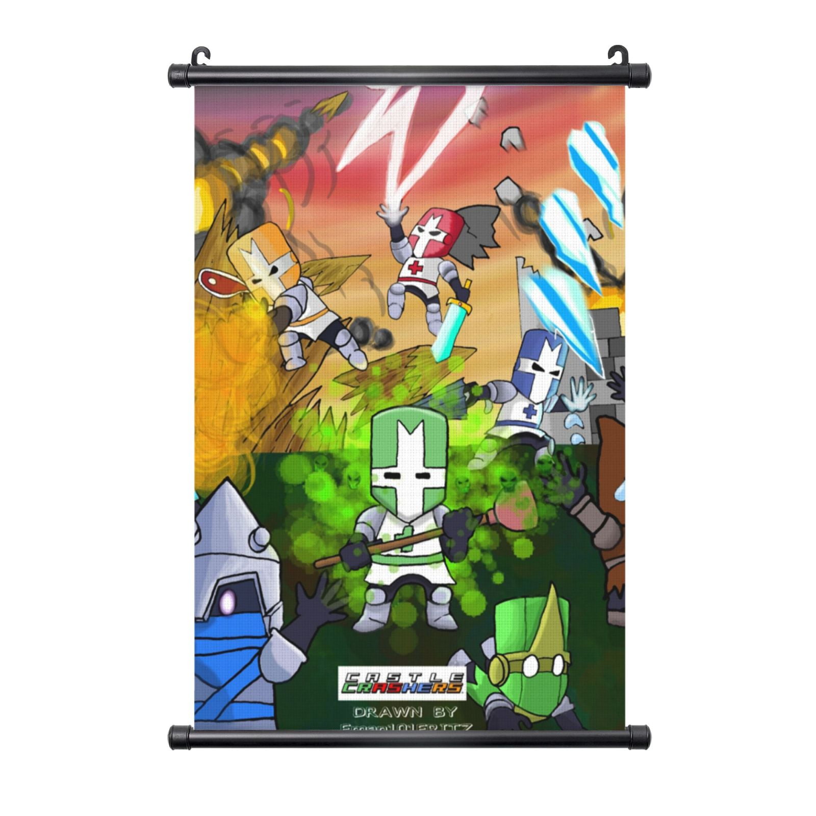 Castle Crashers Poster Black Plastic Shaft Hanging Posters Wall Hanging ...